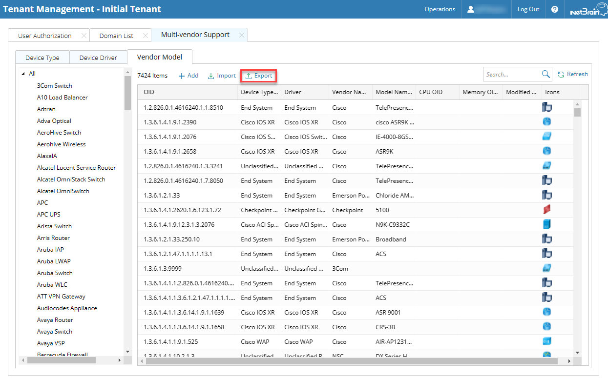 What Is The List Of Device Oids That Netbrain Integrated Edition Supports Netbrain